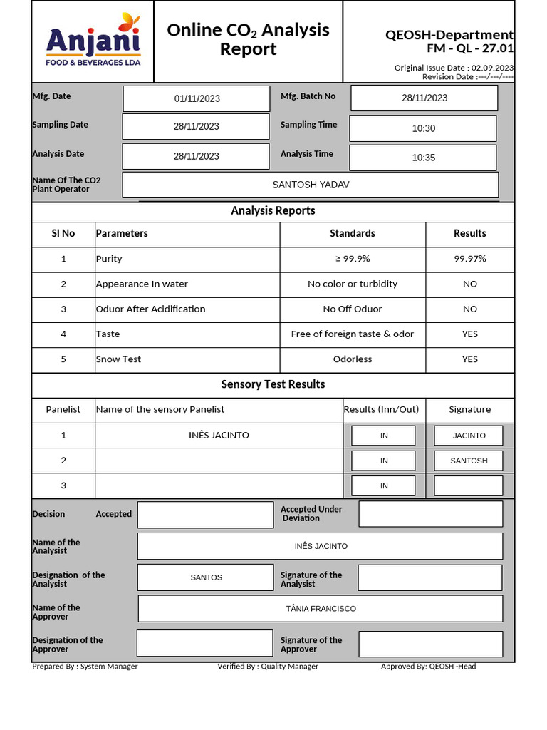 Cópia de Online CO2 Analysis Report - 01.12.2023 | PDF | Olfaction ...