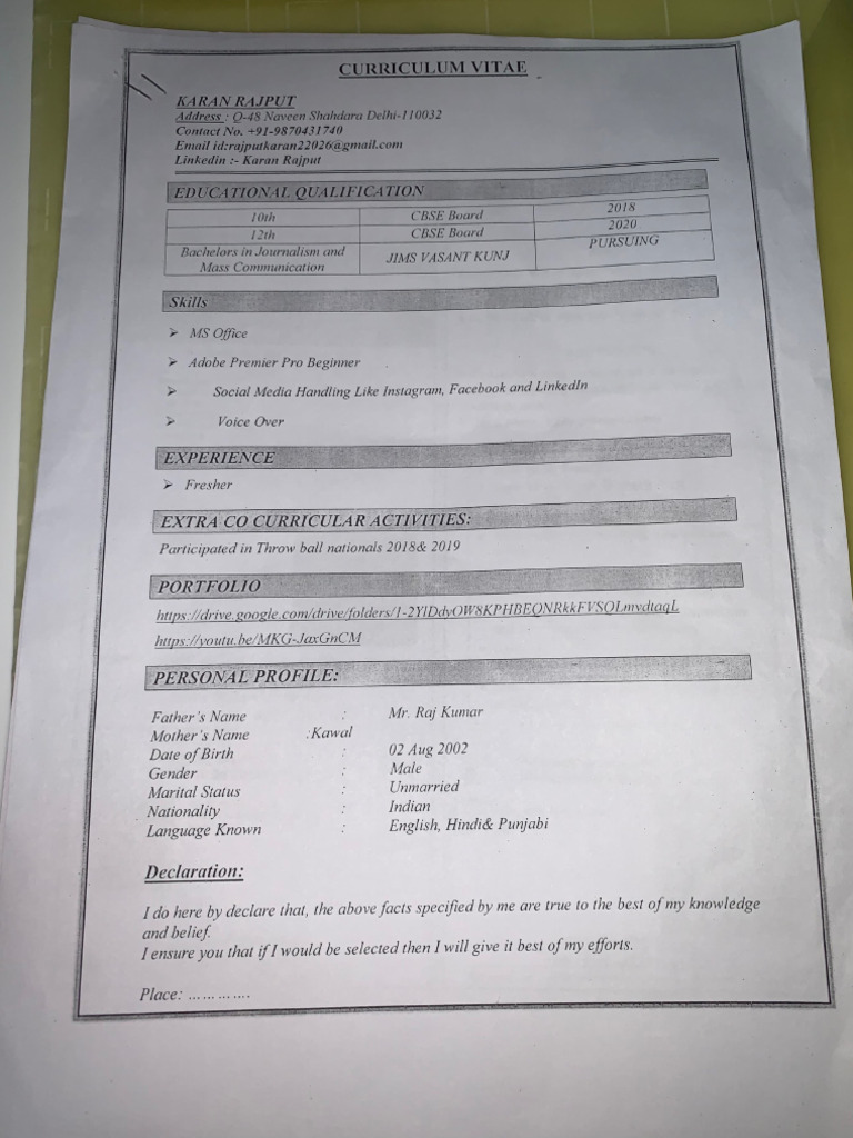 Karan Rajput Documents | PDF