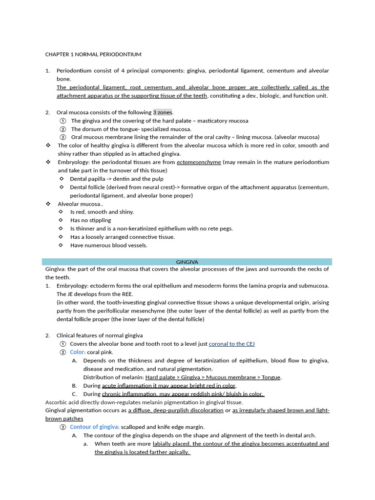 Overview of Normal Periodontium Anatomy | PDF | Epithelium ...