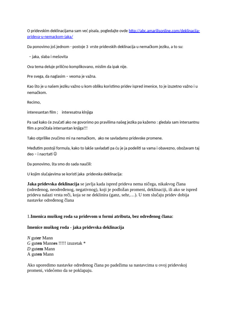 Pridevske-Deklinacije-Nemački J | PDF