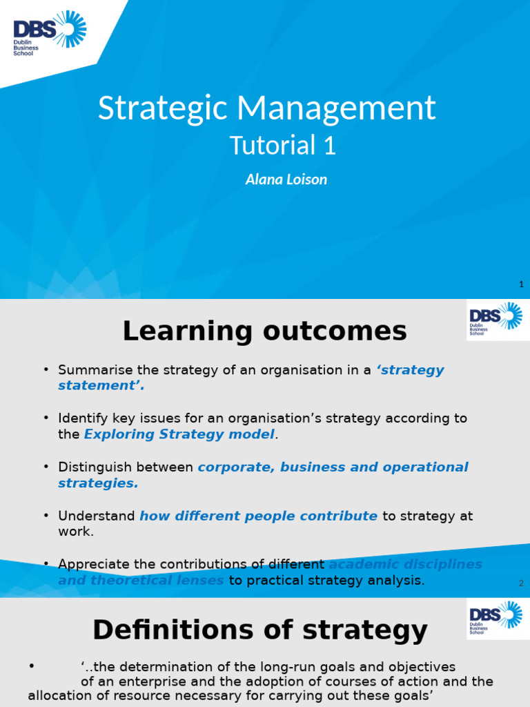 Strat MGM Tutorial 1 | PDF | Strategic Management | Business