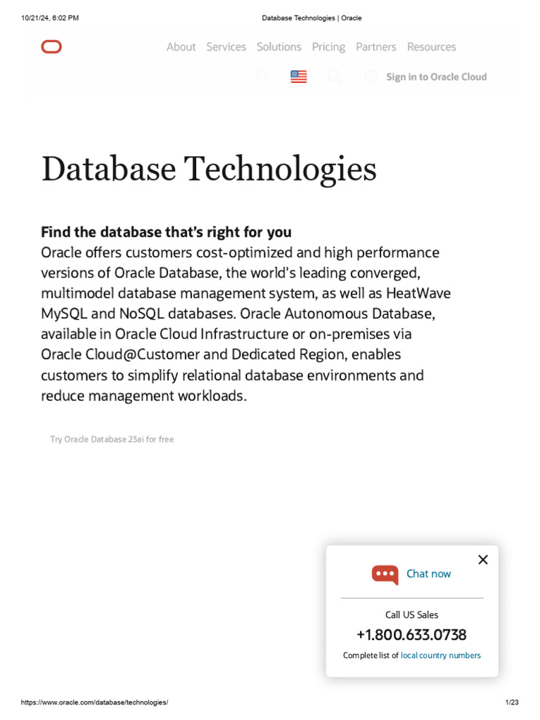 Oracle Database Technology Overview | PDF | Cloud Computing | Databases