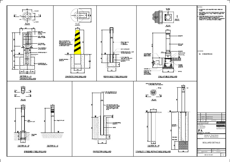 SD 6-19-301 1 Bollard Details | PDF