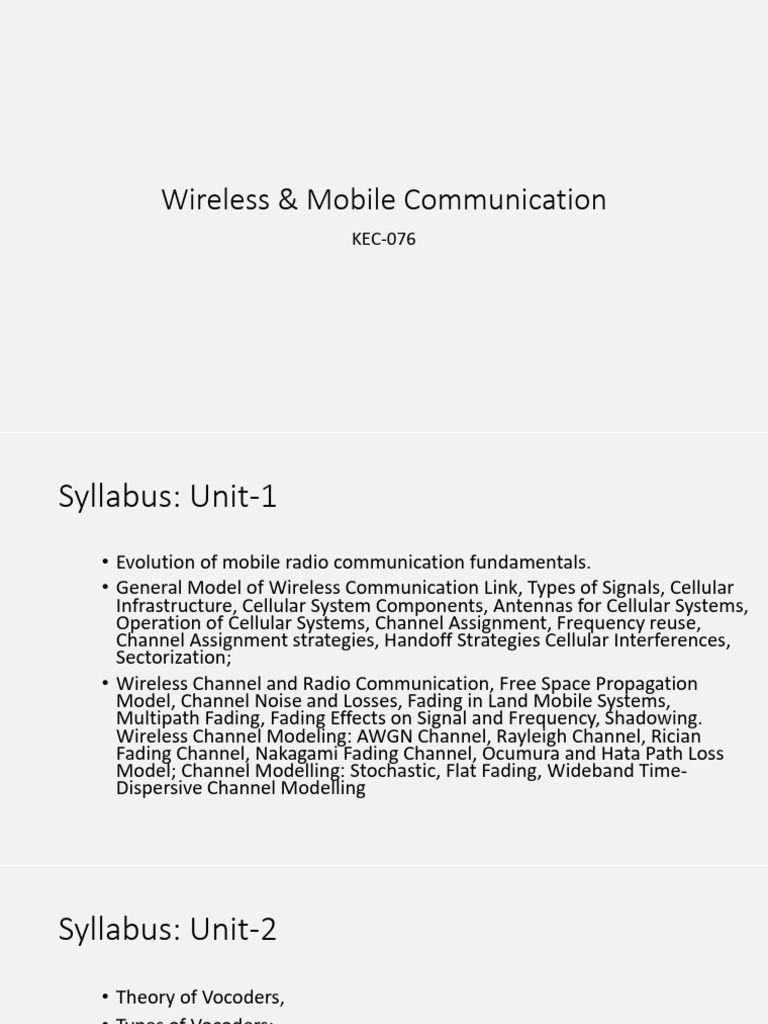 Wireless & Mobile Communication Syllabus | PDF | Cellular Network | Channel Access Method