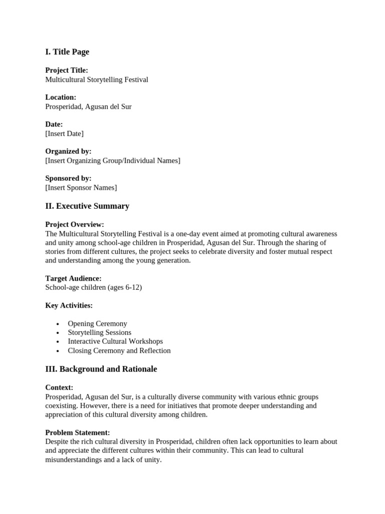 Proposal For Storytelling | PDF | Multiculturalism | Storytelling