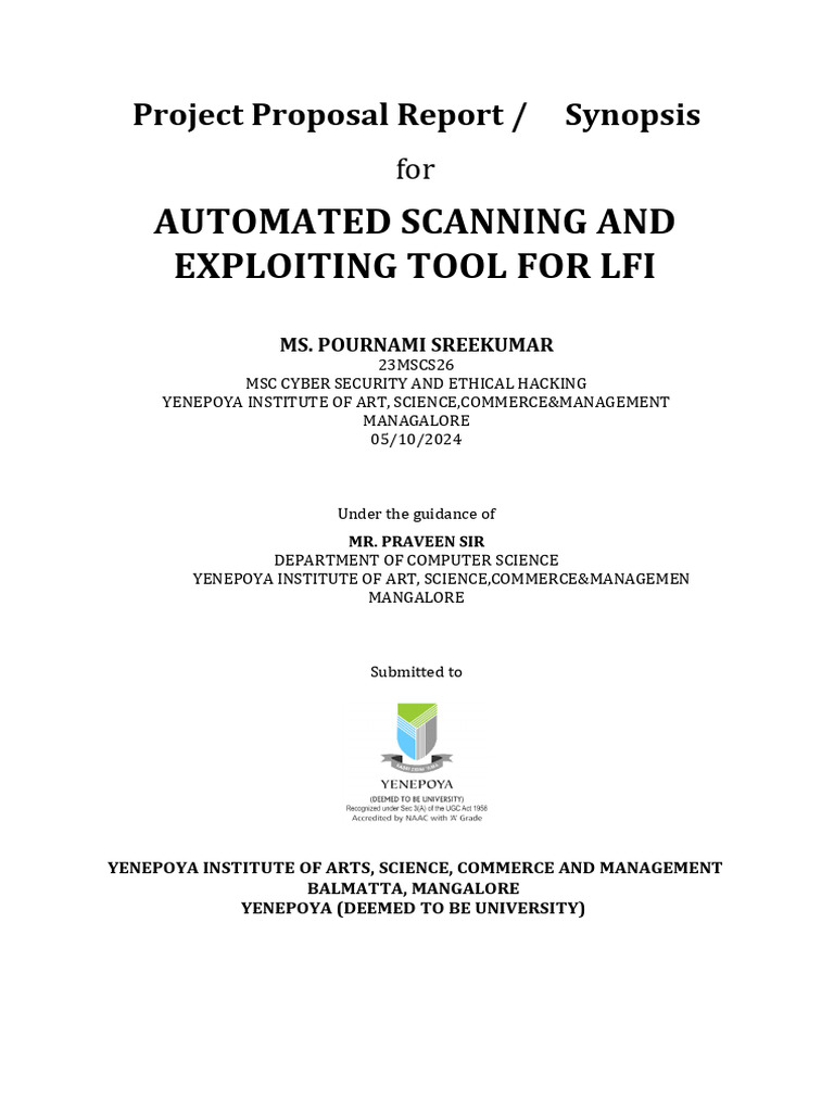Project Synopsis Format[1] | PDF | Penetration Test | World Wide Web