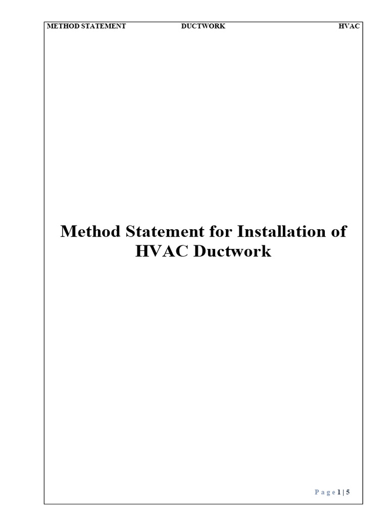 Ducting Method Statements | PDF | Duct (Flow) | Building Engineering