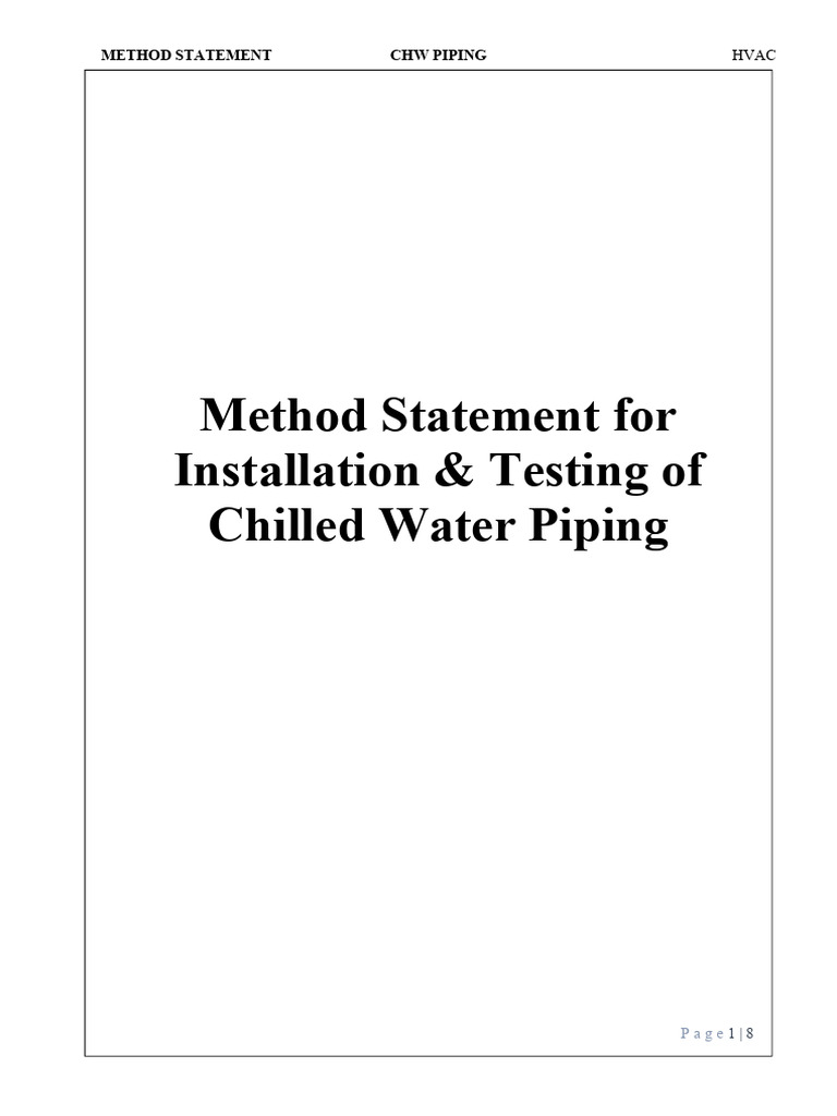 CHW Piping Method Statements | PDF | Pipe (Fluid Conveyance) | Valve