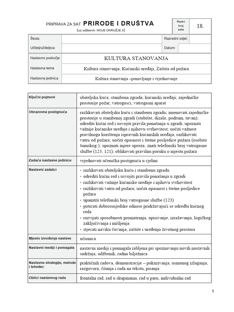 MO3-18 - Kultura Stanovanja - Ponavljanje I Vrjednovanje | PDF
