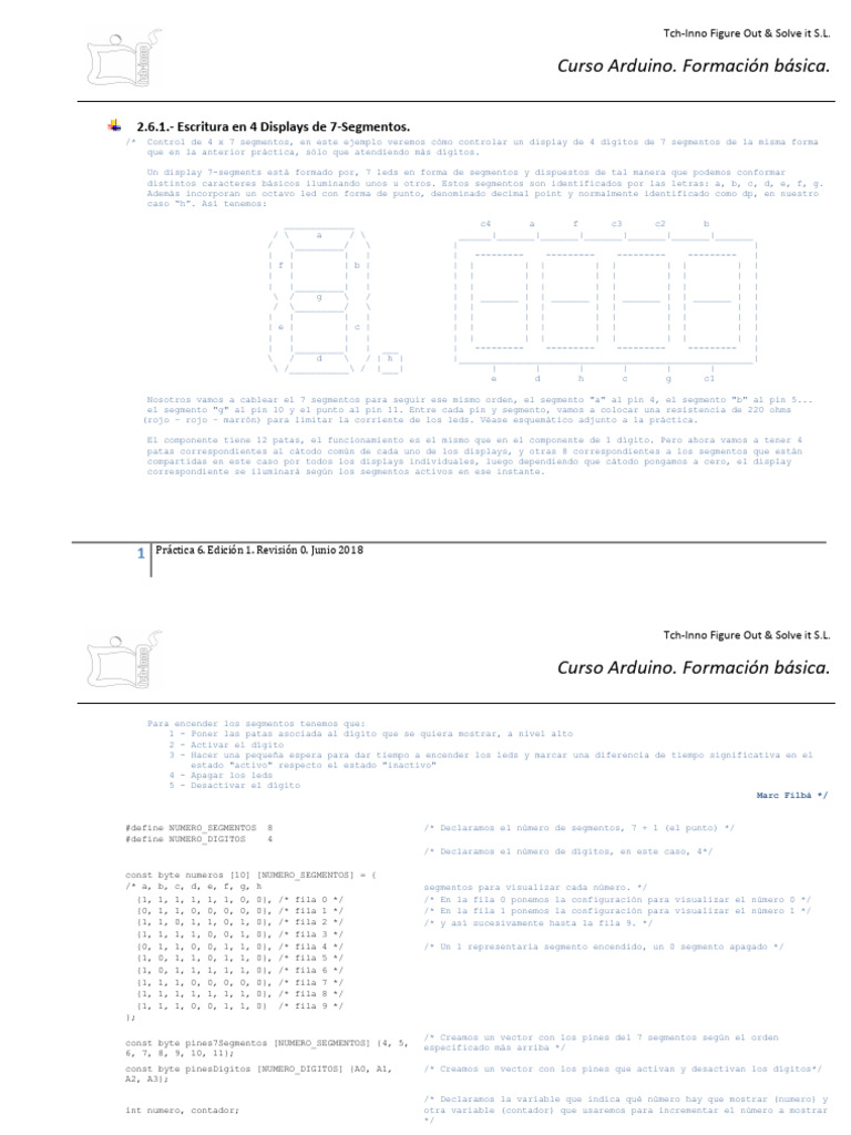 Práctica 6 - 4X7 SEGMENTS | PDF | Ingeniería Informática | Informática