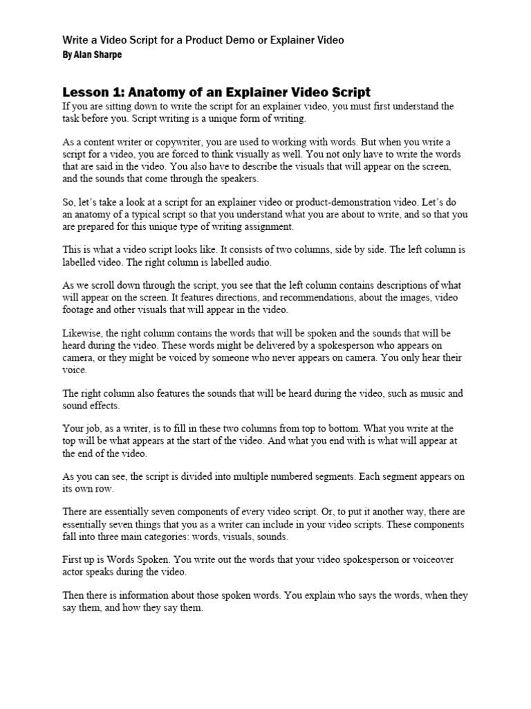 _Write+an+Explainer+Video+Script+TRANSCRIPT | PDF | Camera | Video