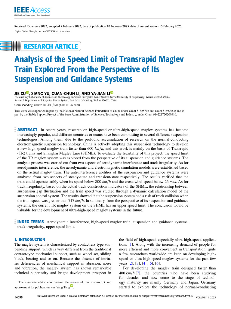 Speed Limit Analysis of Transrapid Maglev | PDF | Lift (Force ...