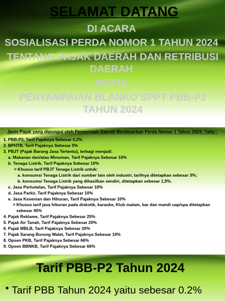 Tarif dan Pembayaran PBB 2024 | PDF