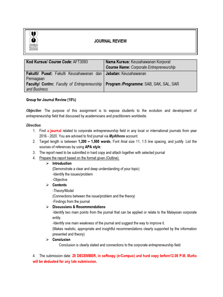 Corporate Entrepreneurship Journal Review Guide | PDF | Career & Growth ...