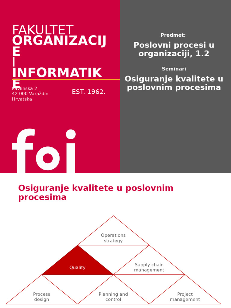 Sem Osiguranje Kvalitete U Poslovnim Procesima | PDF