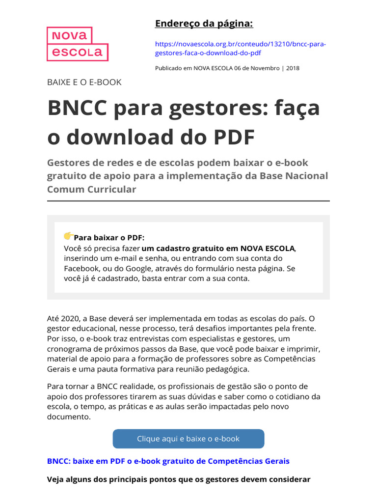 BNCC: Guia Essencial para Gestores | PDF