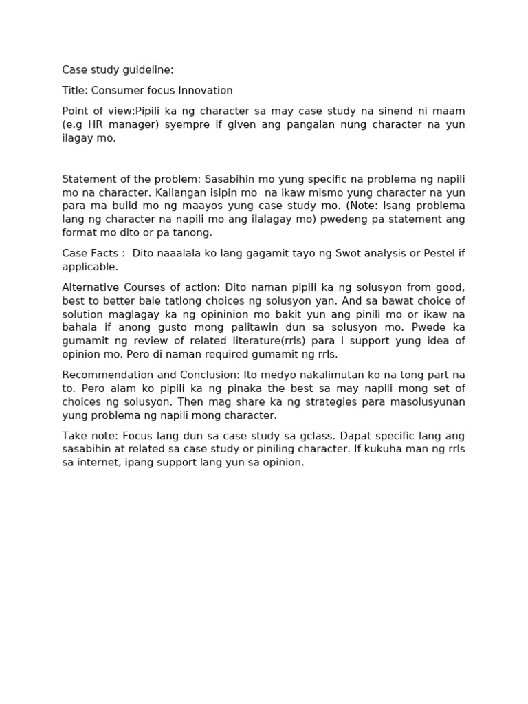 Case Study (Consumer Focus Innovation) | PDF