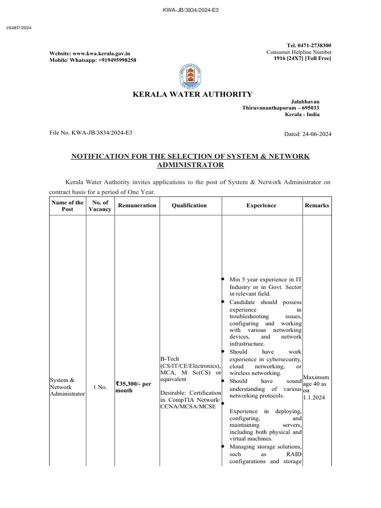 System and Network Administrator | PDF | Computer Network ...