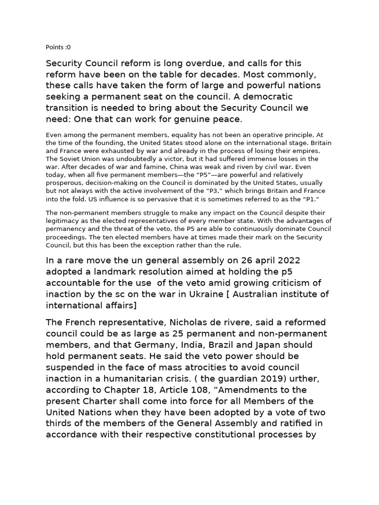unsc reforms | PDF | United Nations Security Council | United Nations