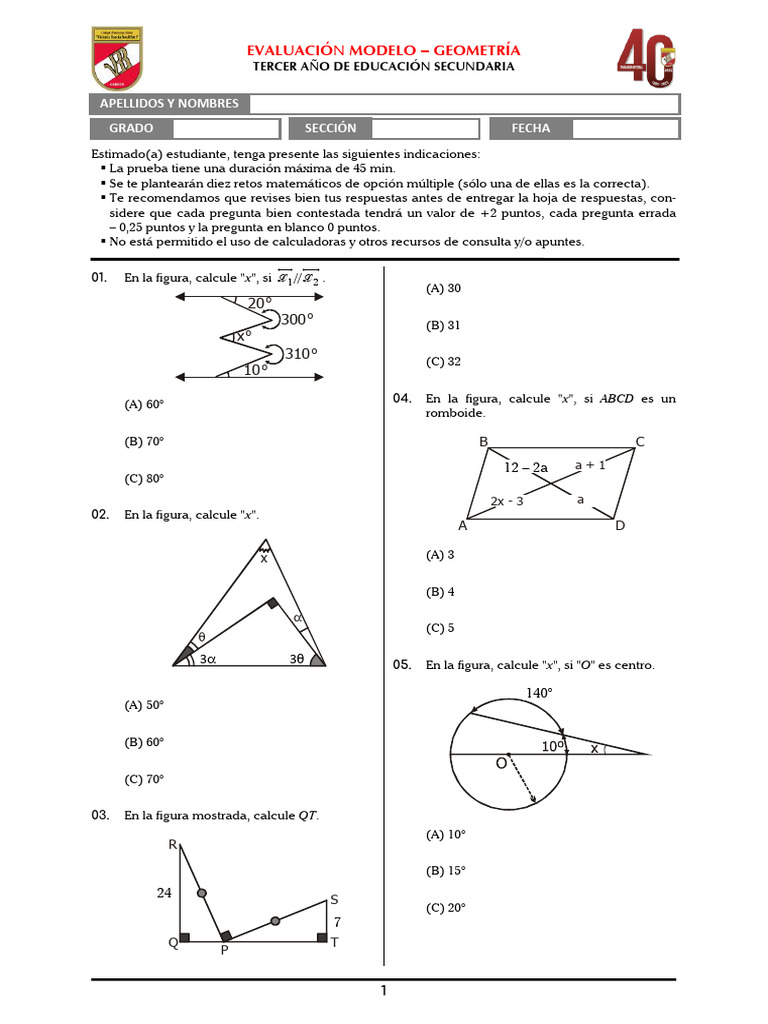 3°sec Geom Mod | PDF | Geometría euclidiana | Geometría Elemental