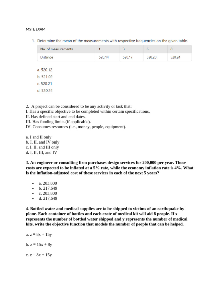 Mste Exam Pdf Area Metrology