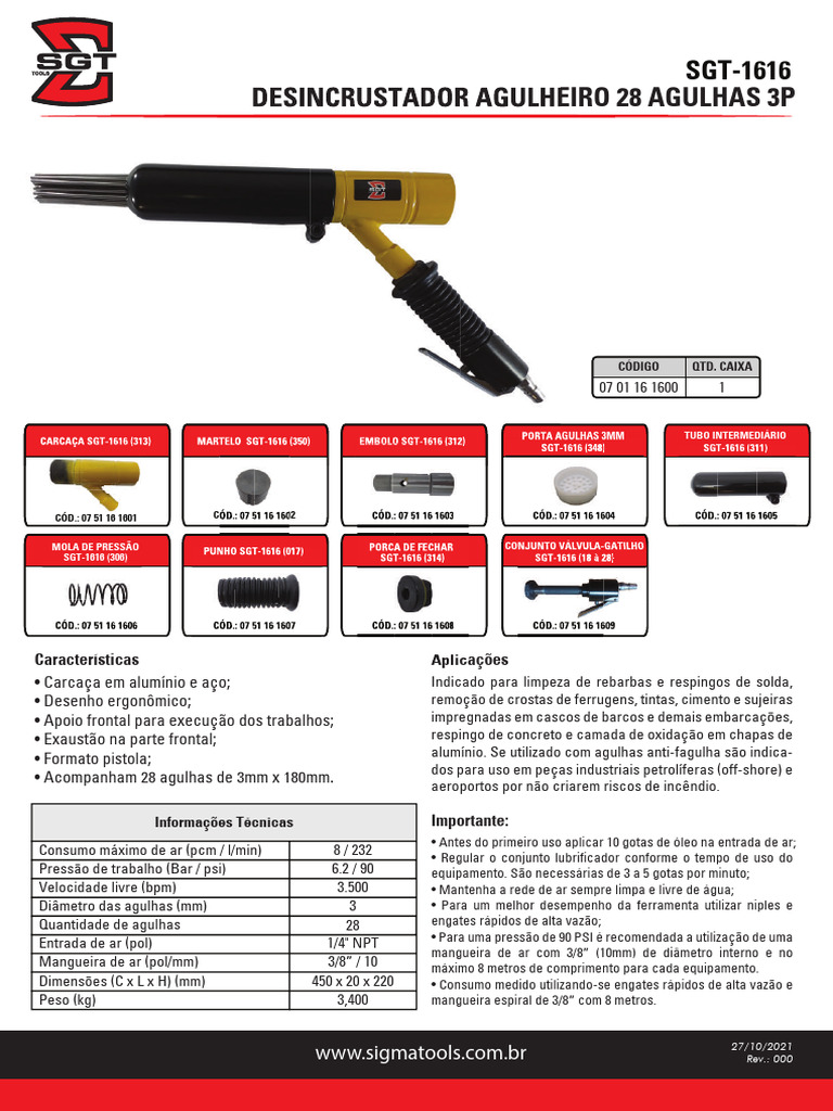 Desincrustador Pneumático 28 Agulhas | PDF | Tecnologia e Engenharia