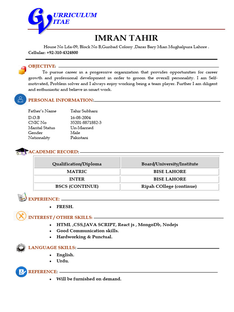 Resume1 Ebfe9e3e92776b755d96 | PDF