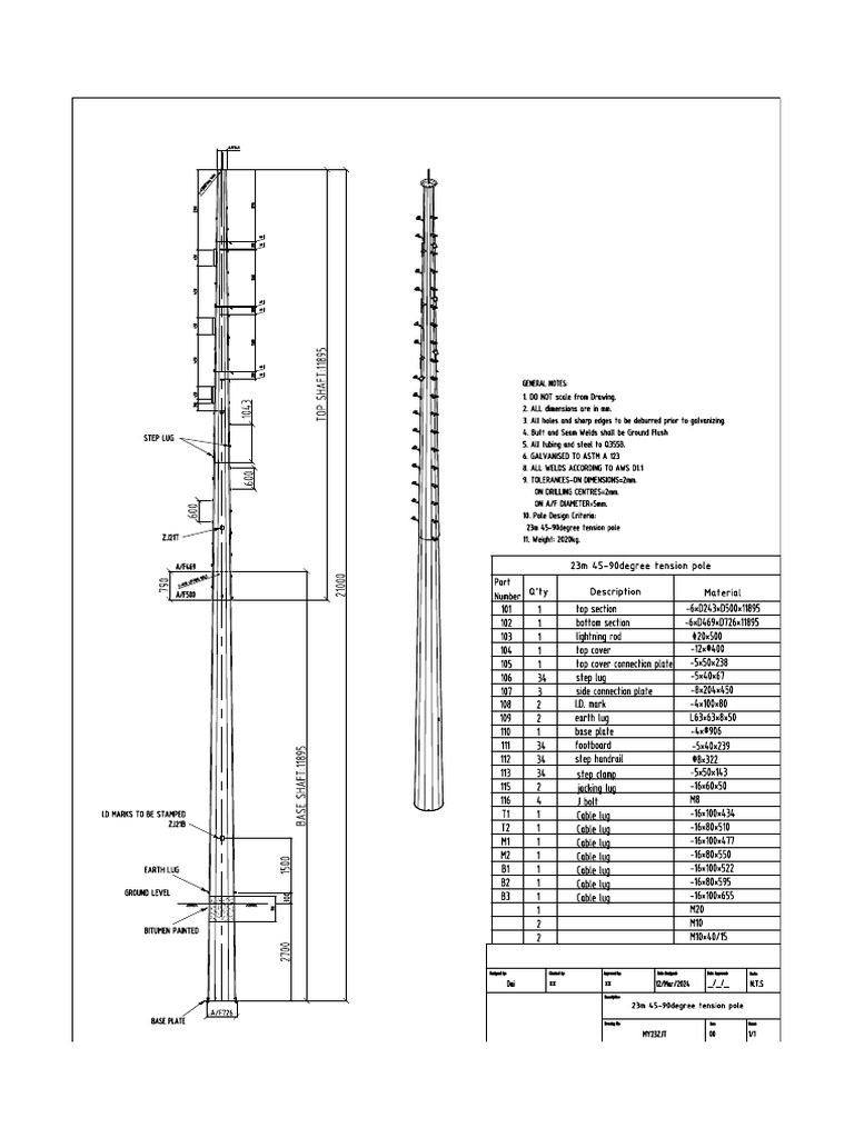 23M Angle (45-90 Degree) Tension Pole | PDF