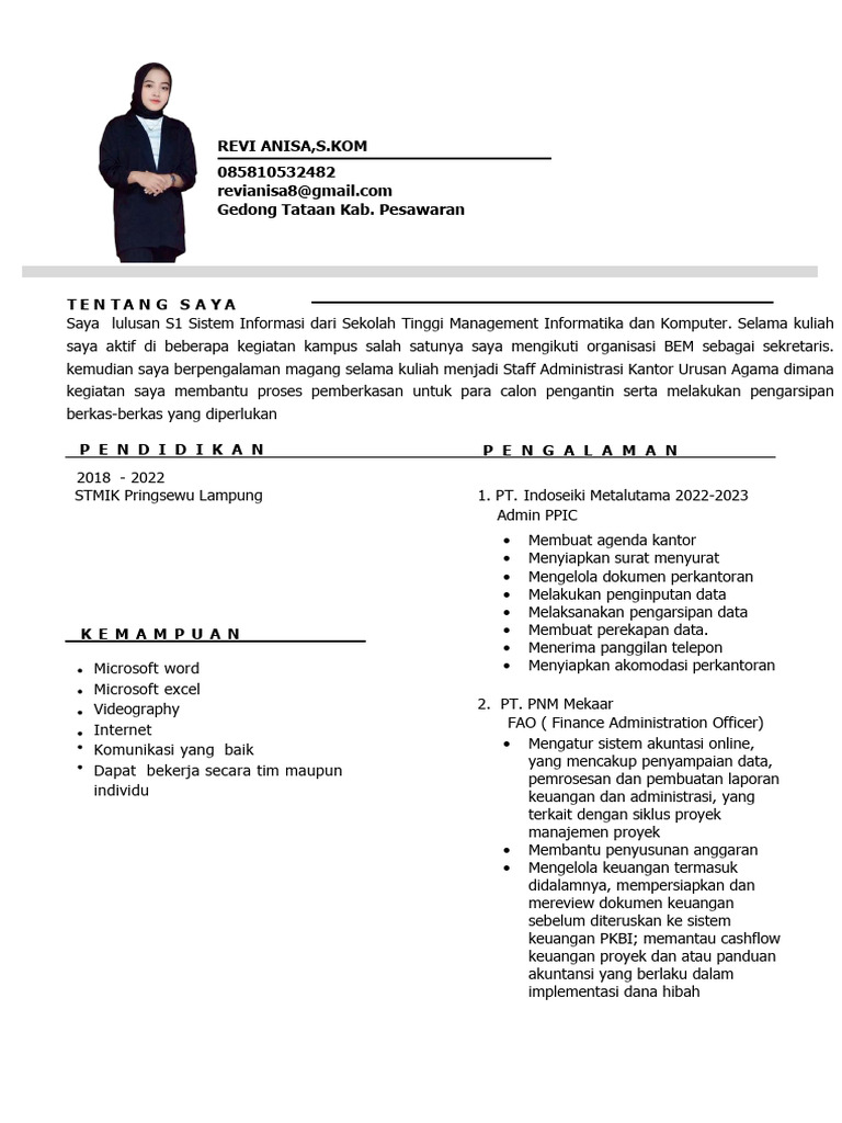 CV Revi Anisa | PDF
