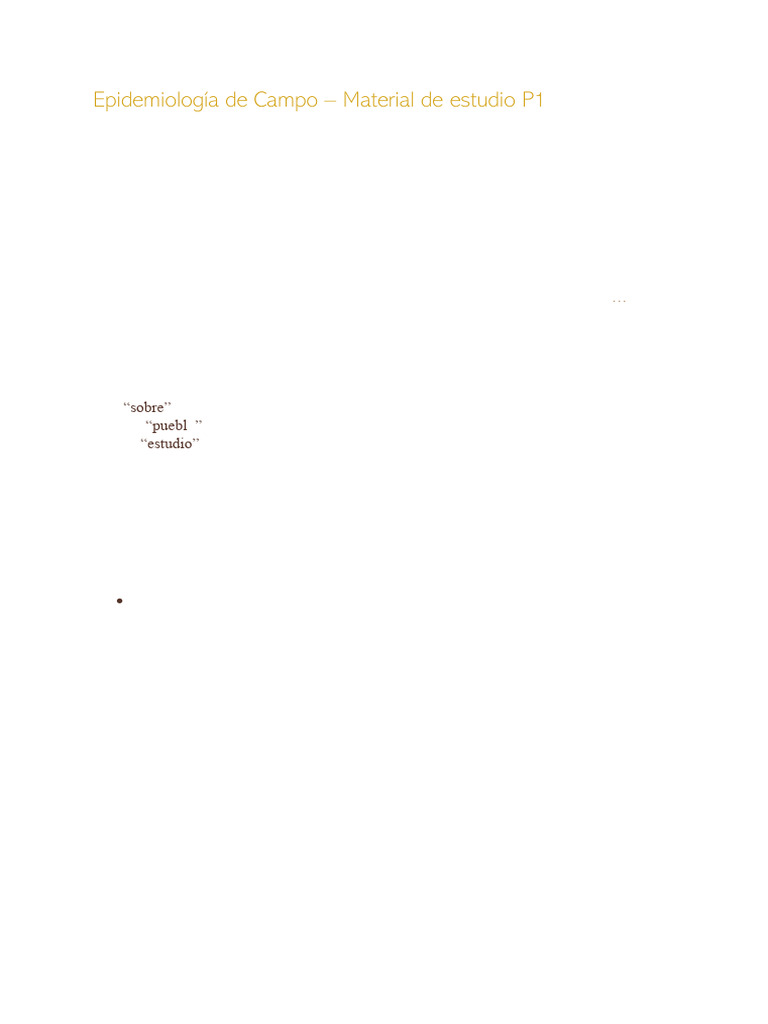 Epidemiología de Campo - Repaso P1 | PDF | Epidemiología | Estadísticas