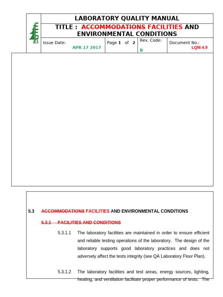 Laboratory Environmental Conditions Guide | PDF