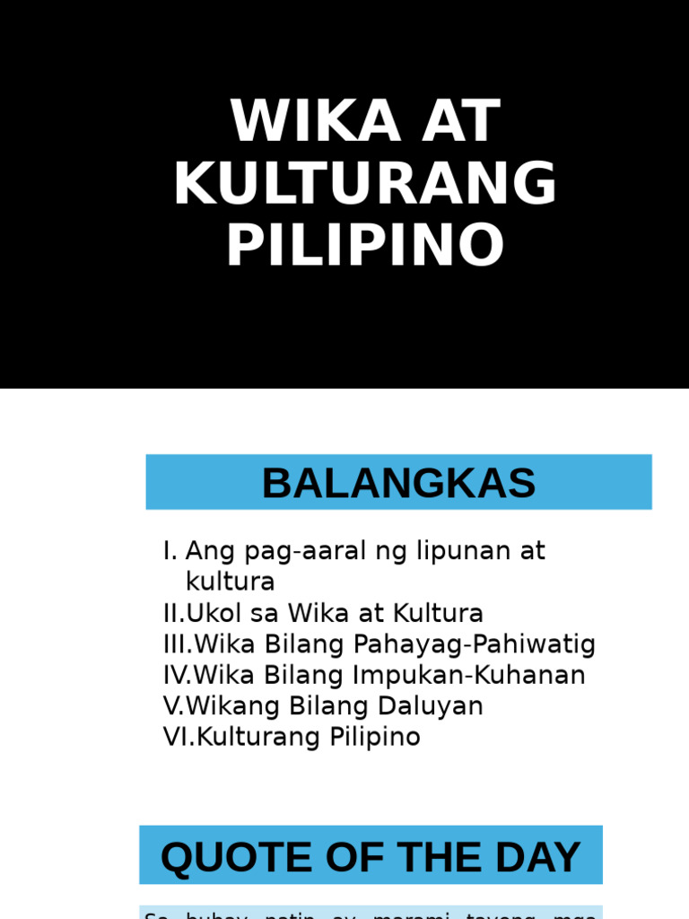 Wika at Kulturang Pilipino | PDF
