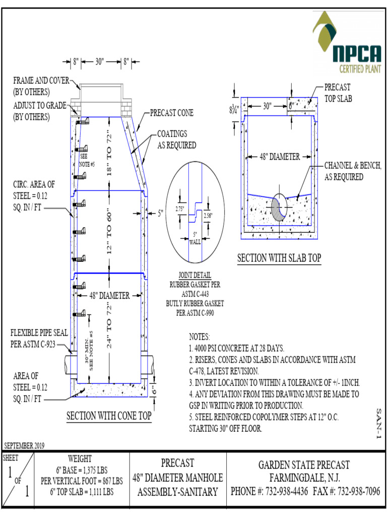 48" Diameter Precast Manhole Assembly | PDF | Precast Concrete ...