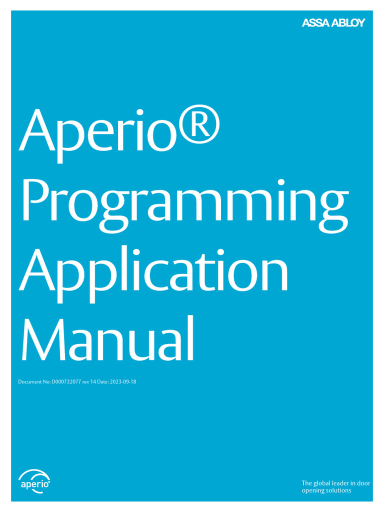 Aperio Programming Application Manual | PDF | Usb | Access Control Aperio Programming Application Manual | PDF | Usb | Access Control