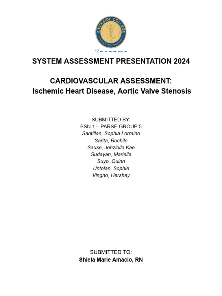 Case Presentation: Cardiovascular Assessment | PDF | Coronary ...