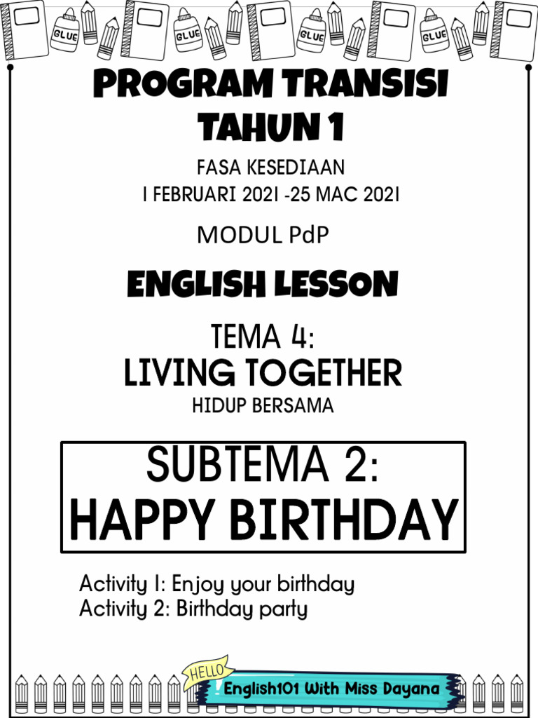 TEMA 4 SUBTEMA 2 HAPPY BIRTHDAY ENGLISH MODULE PROGRAM TRANSISI TAHUN 1 | PDF | Western Cuisine ...