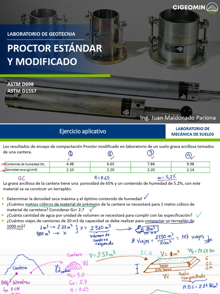 Proctor Estándar Y Modificado: Laboratorio de Geotecnia | PDF | Ciencia ...
