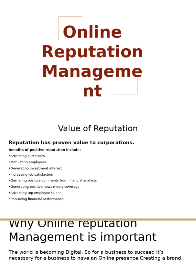 Reputation Management | PDF | Reputation | Popular Culture & Media Studies