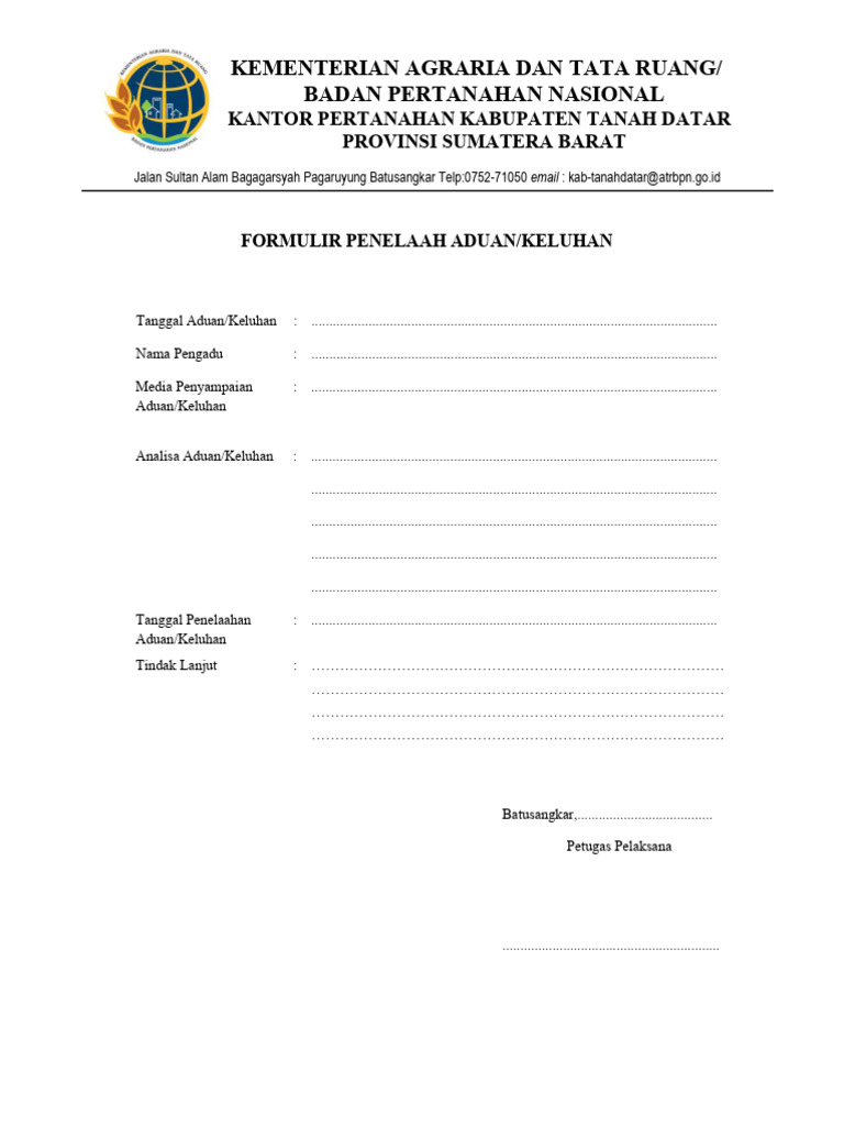 Form Telaah Pengaduan | PDF | Memasak, Makanan, & Anggur | Griya & Taman