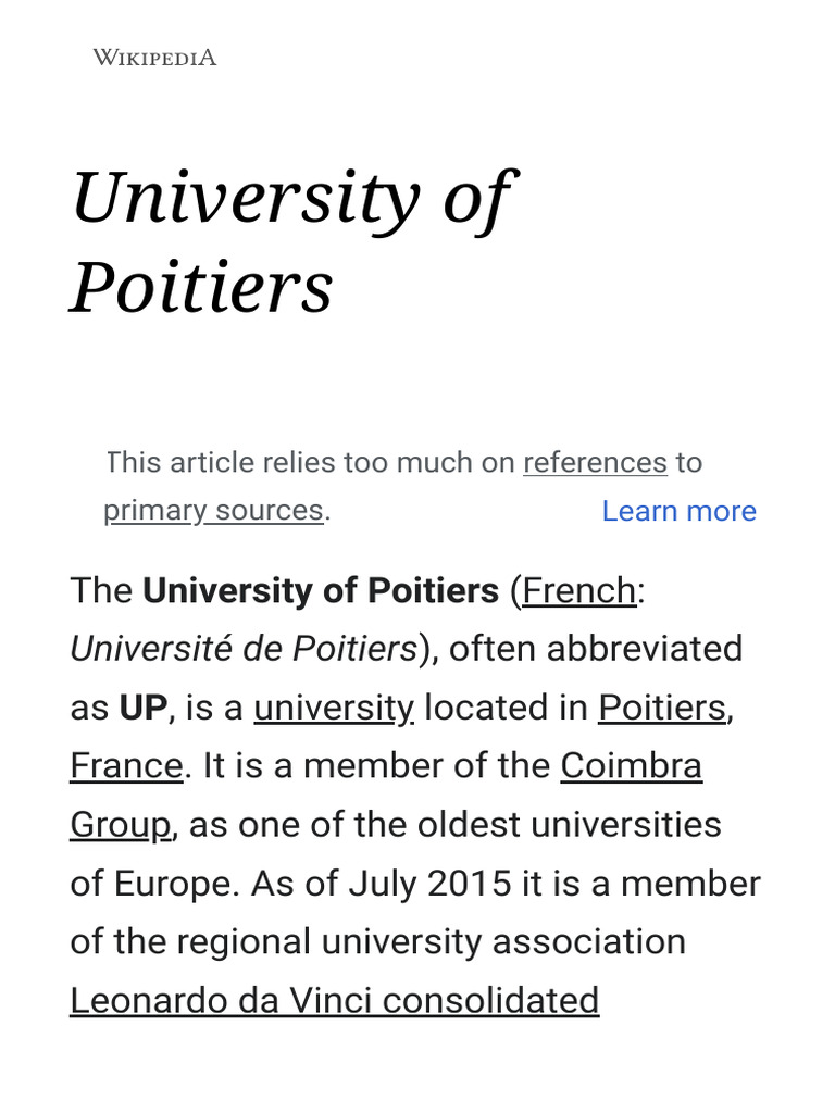 University of Poitiers - Wikipedia | PDF