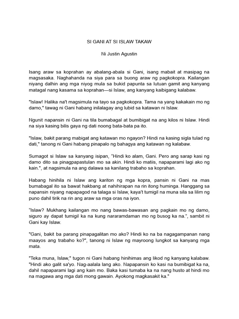 Si Gani at Si Islaw Takaw | PDF