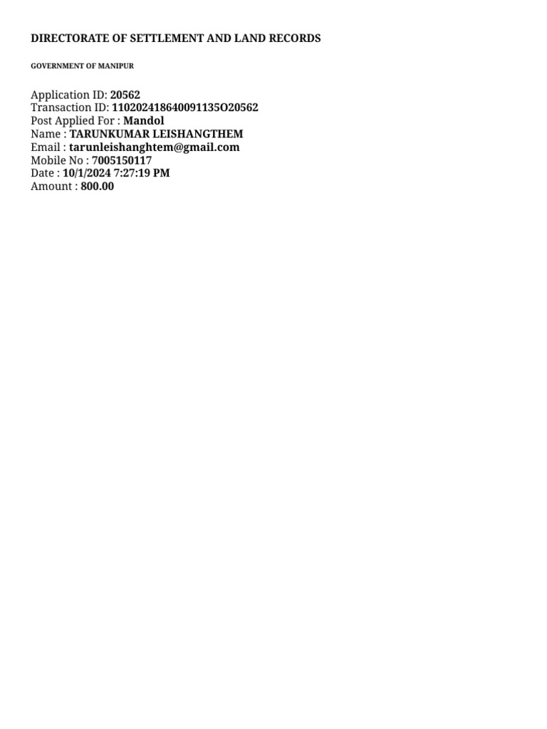 Directorate of Settlement and Land Records | PDF