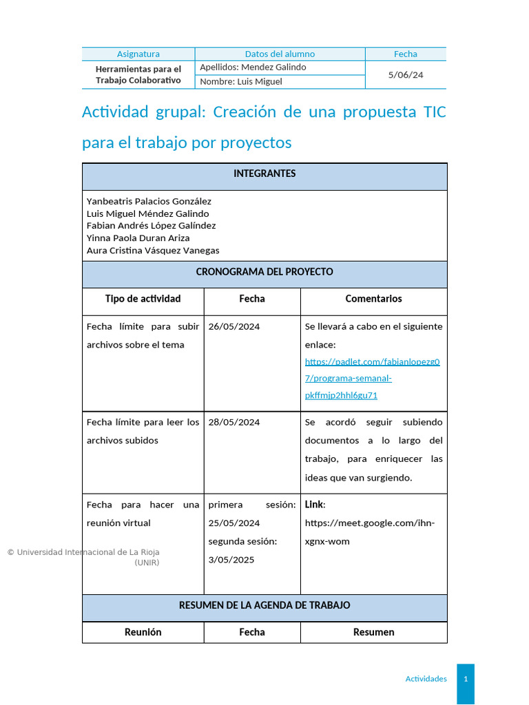 HERRAMIENTAS Trabajo Grupal: Creación de Una Propuesta TIC para El Trabajo Por Proyectos | PDF ...