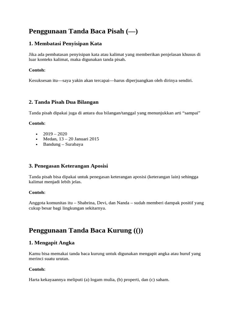 Penggunaan Tanda Baca Pisah | PDF