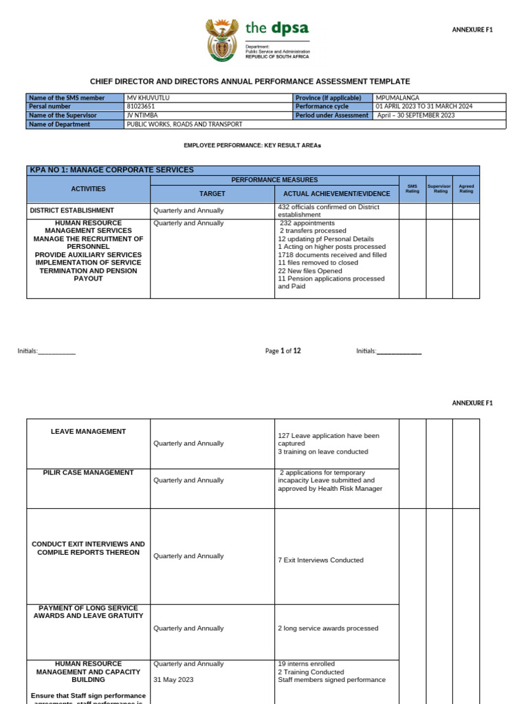 Annual Performance Assessment Template | PDF | Economies | Business