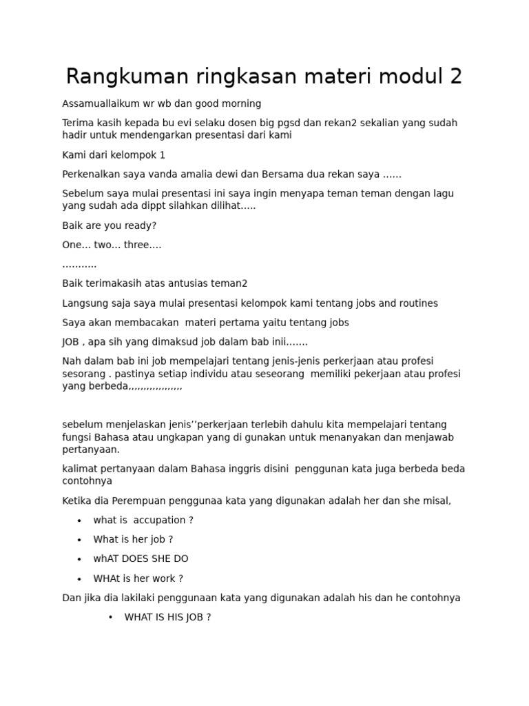 Rangkuman Ringkasan Materi Modul 2 | PDF | Seni & Disiplin Bahasa