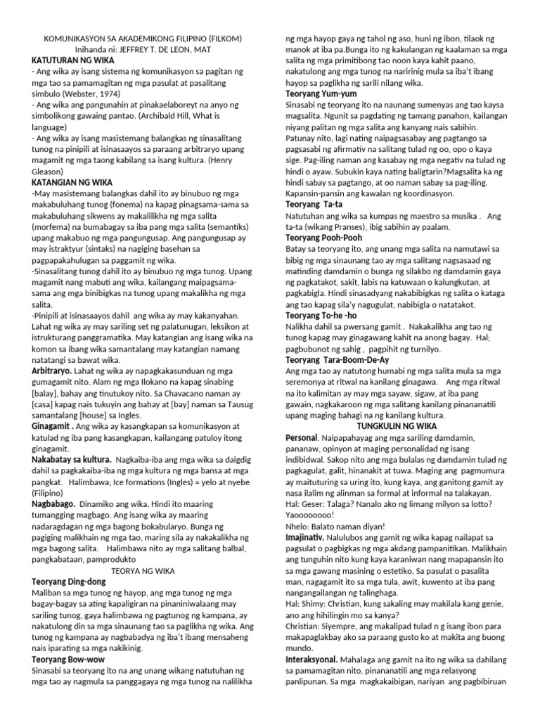 Komunikasyon Sa Akademikong Filipino - 101352 | PDF