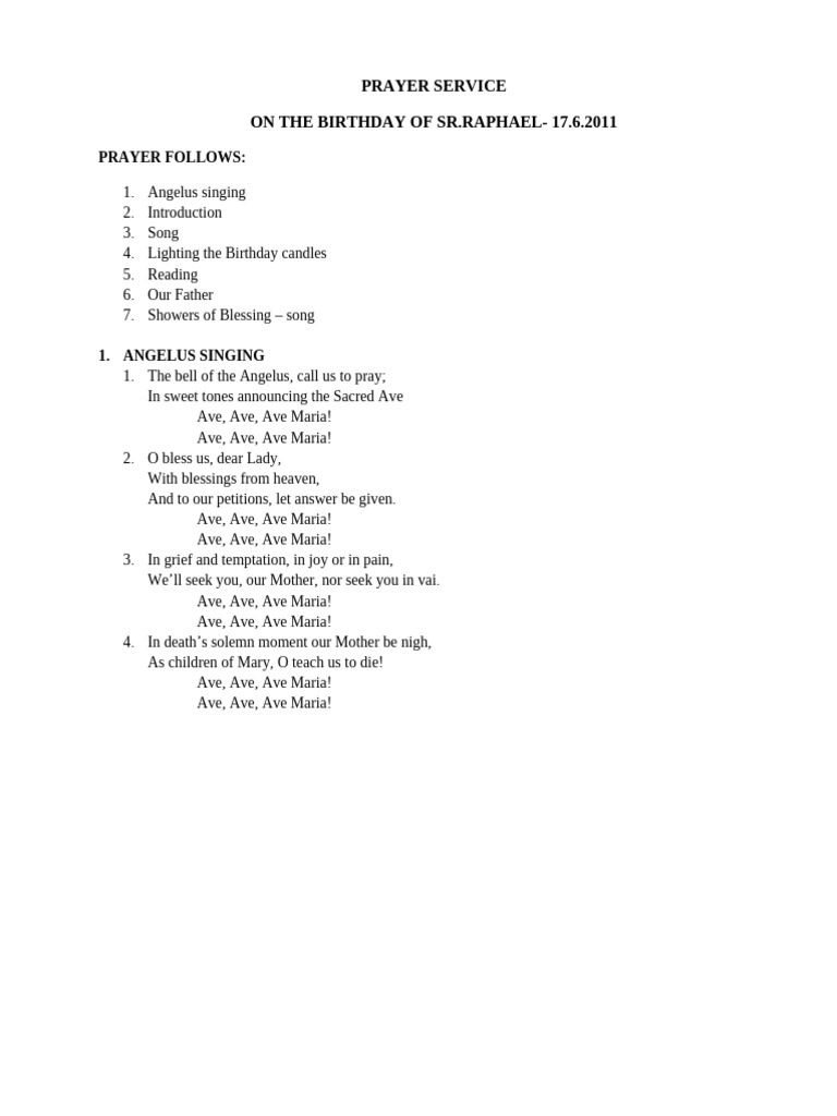 B'day Prayer Service | PDF | Faith Healing | Prayer