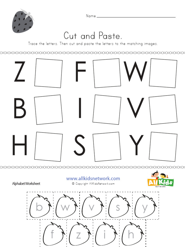 Strawberry Cut and Paste Letter Matching | PDF