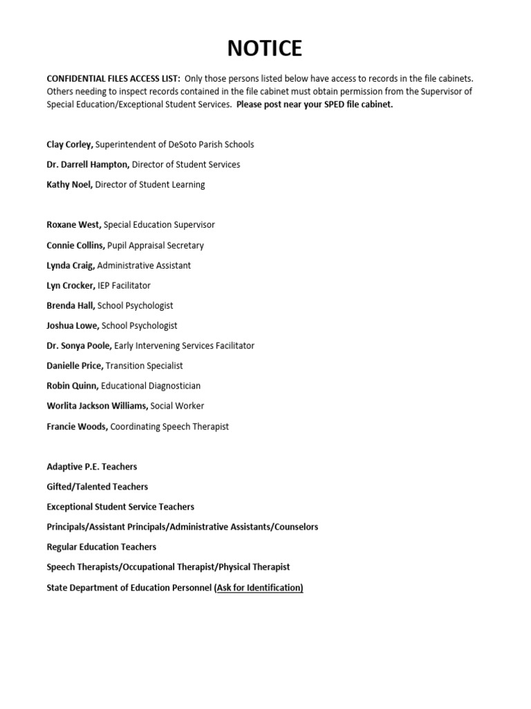 Confidential Files Access List | PDF | Self-Improvement | Wellness